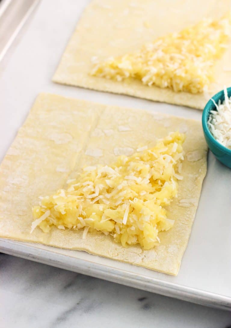 Coconut Pineapple Turnovers with Caramel Sauce - My Sequined Life