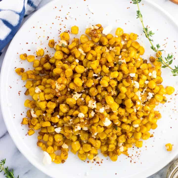 Easy Skillet Roasted Corn - My Sequined Life