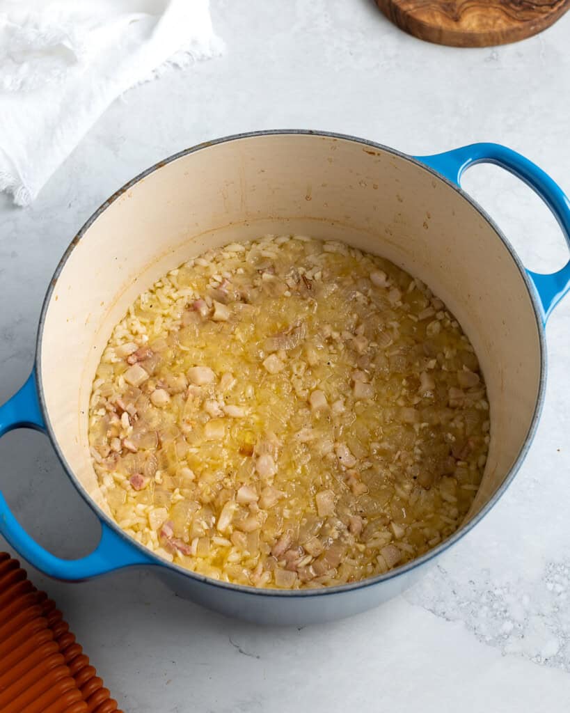 Baked Risotto with Pancetta and Peas - My Sequined Life